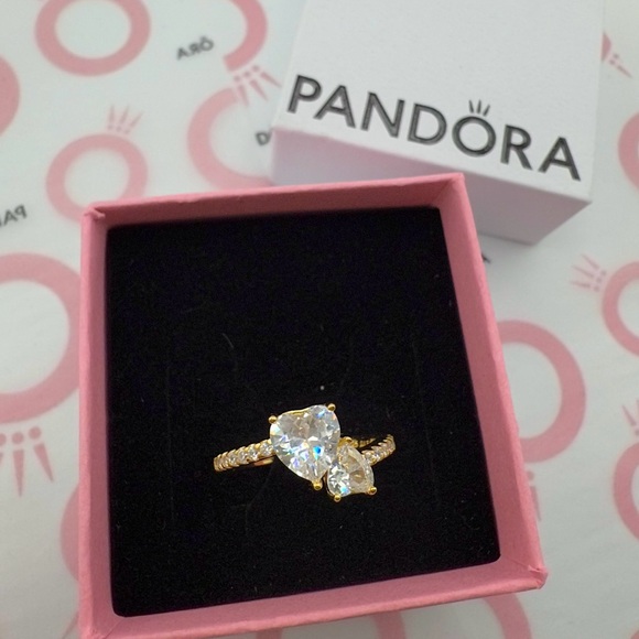 Pandora | Jewelry | Authentic New Pandora Double Heart Sparkling Ring ...